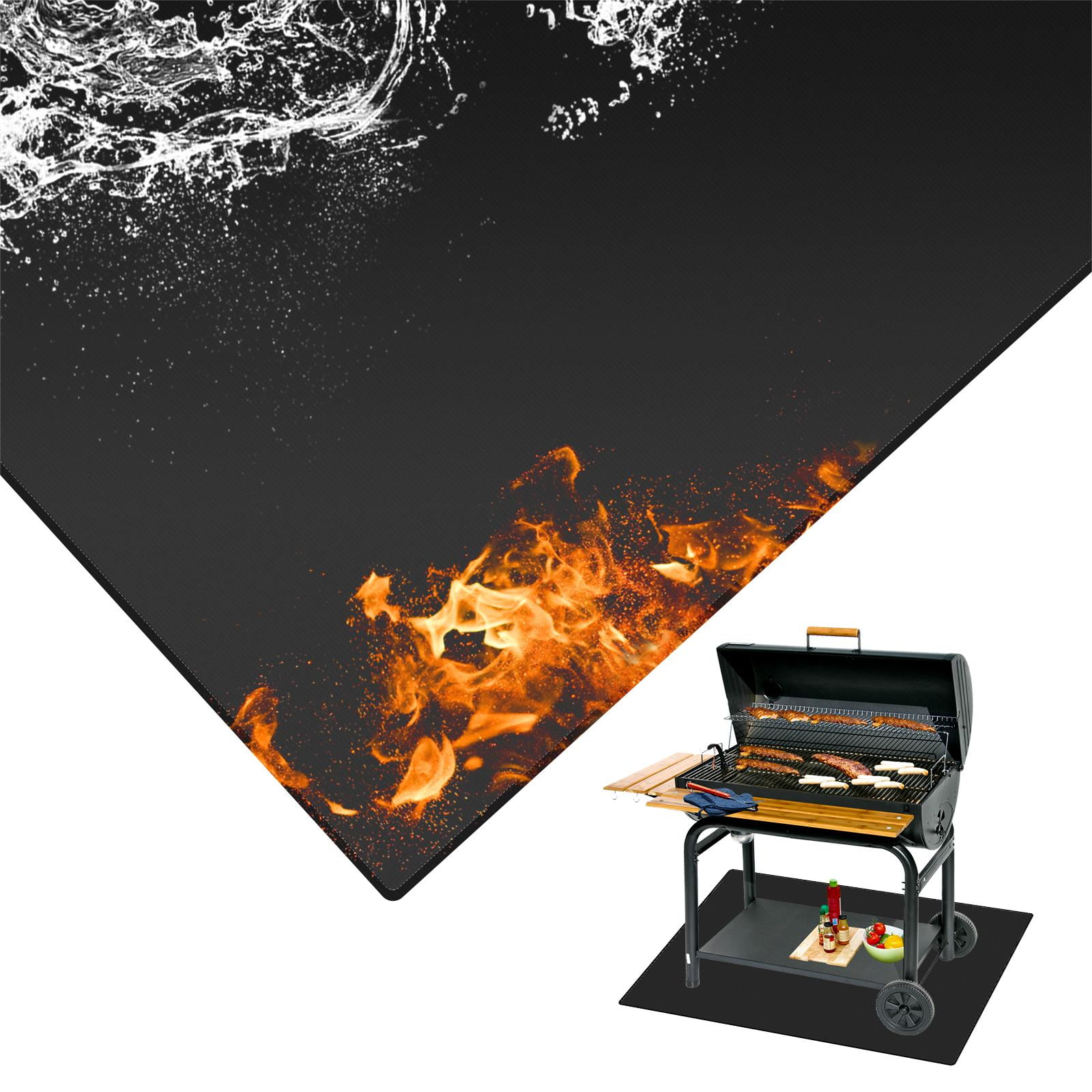 Under Grill Mat 60x40 Inch, BBQ Protector, Fireproof Heat Resistant Pit ...