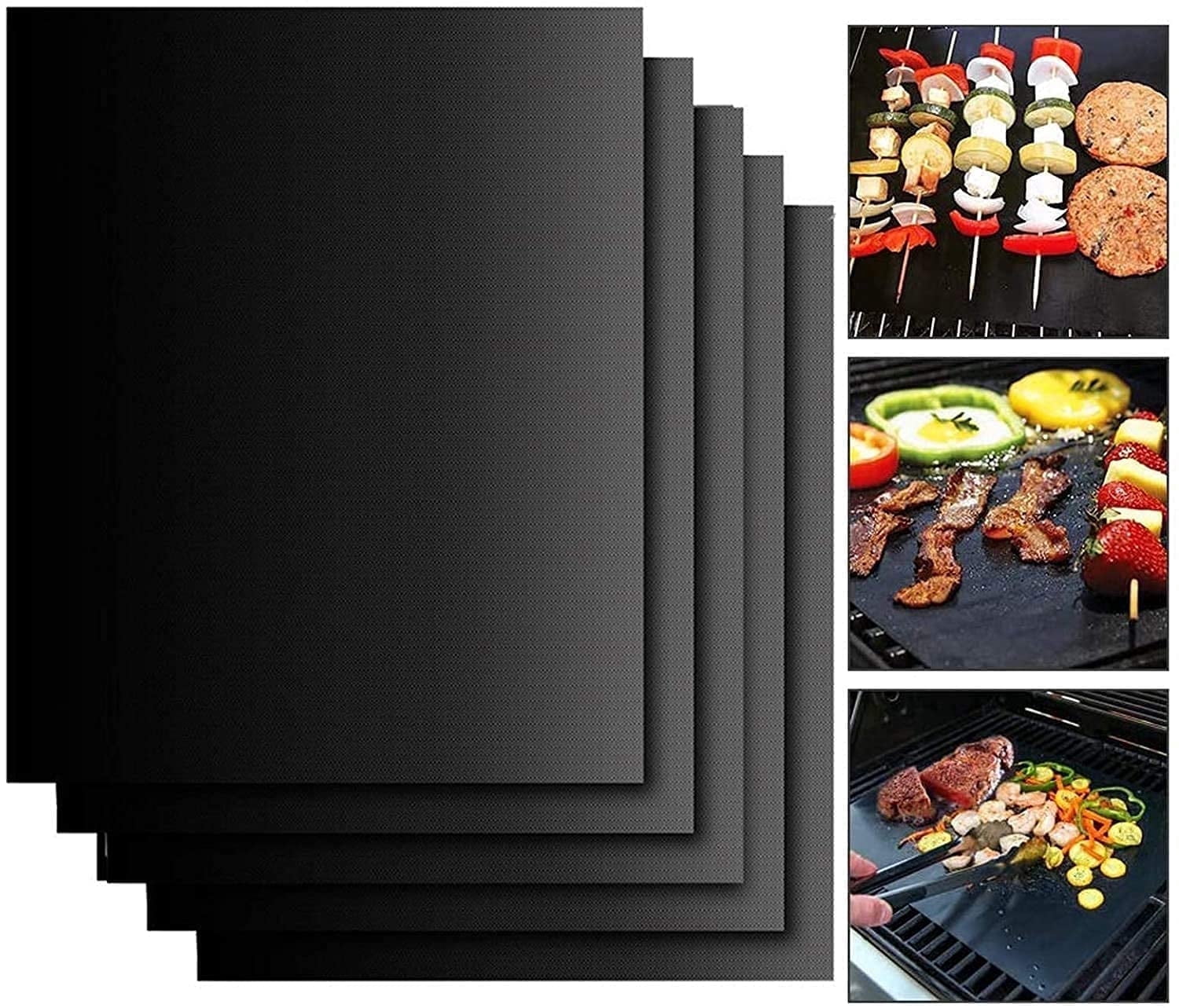 Grill Mat for Outdoor Grill Set of 5, Grill Sheets 100% Non-Stick ...