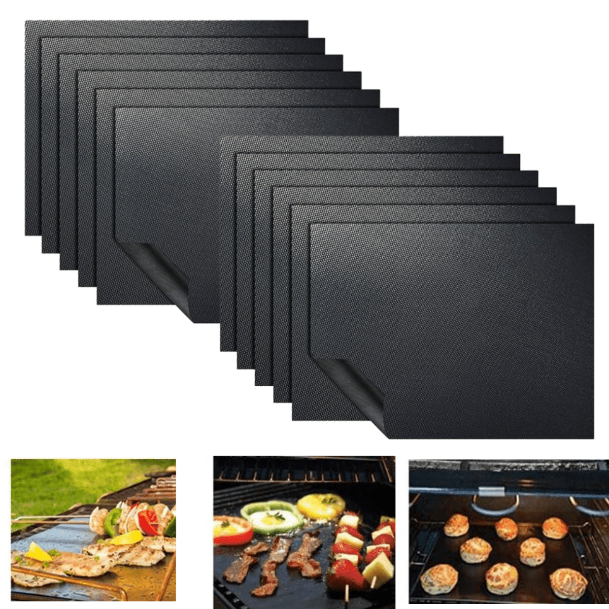 Grill Mat Set of 10,Grill Mats for Outdoor Grill,Grill Mat, Barbecue ...