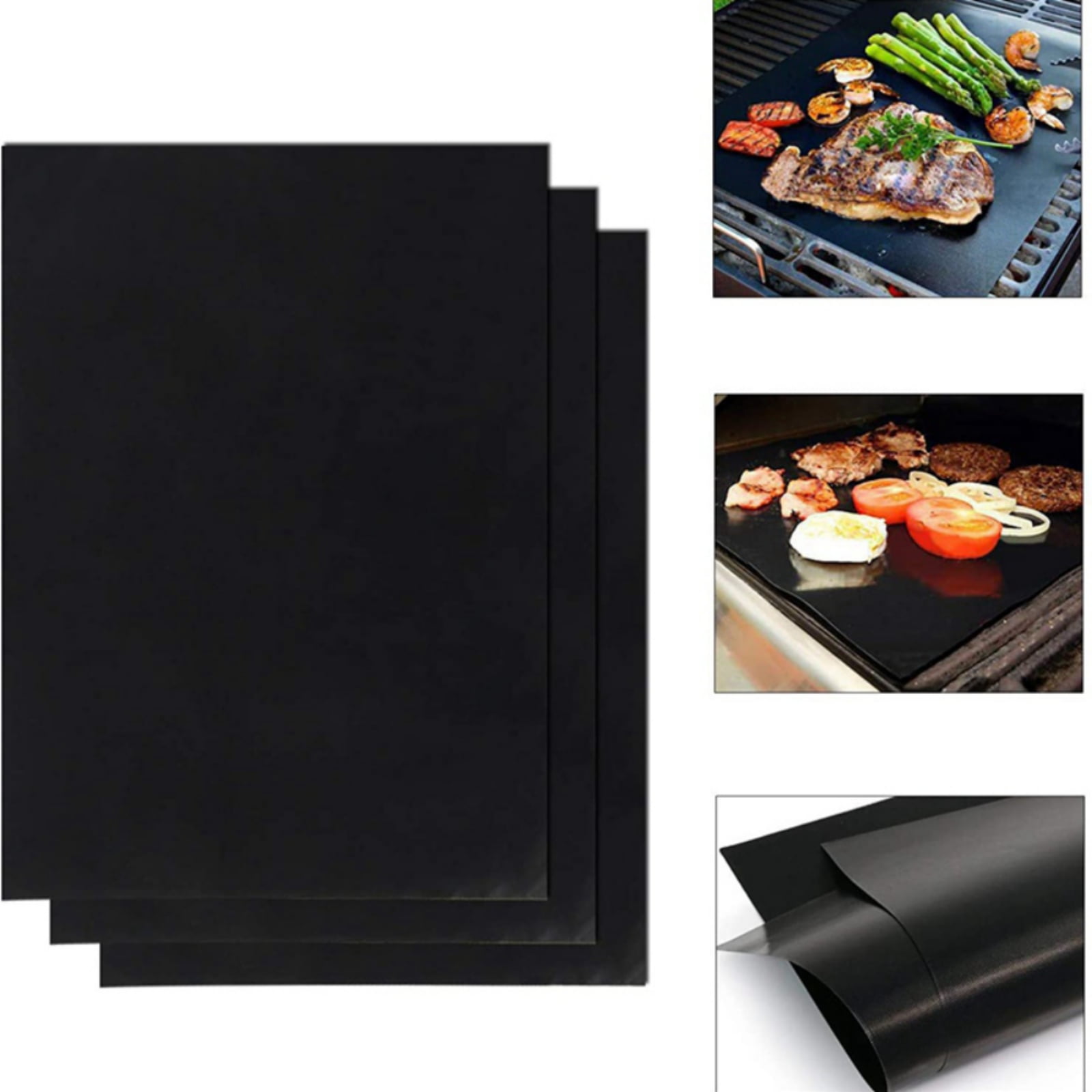 Grill Mat Set of 3 - Non-Stick Reusable Mats for Gas, Charcoal or ...