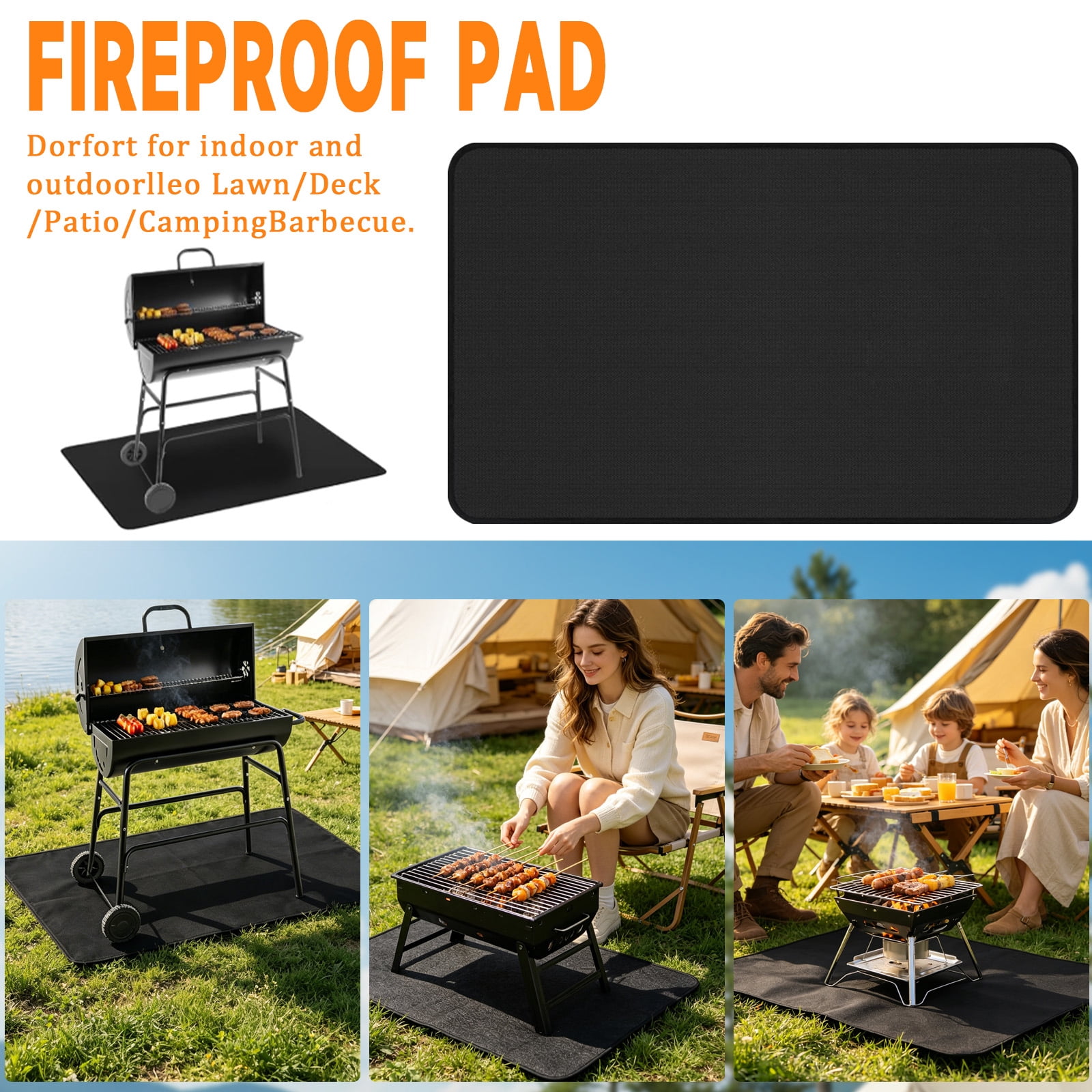 Grill Mats for Outdoor Grill Double-Sided Fireproof Heat-Resistant BBQ ...