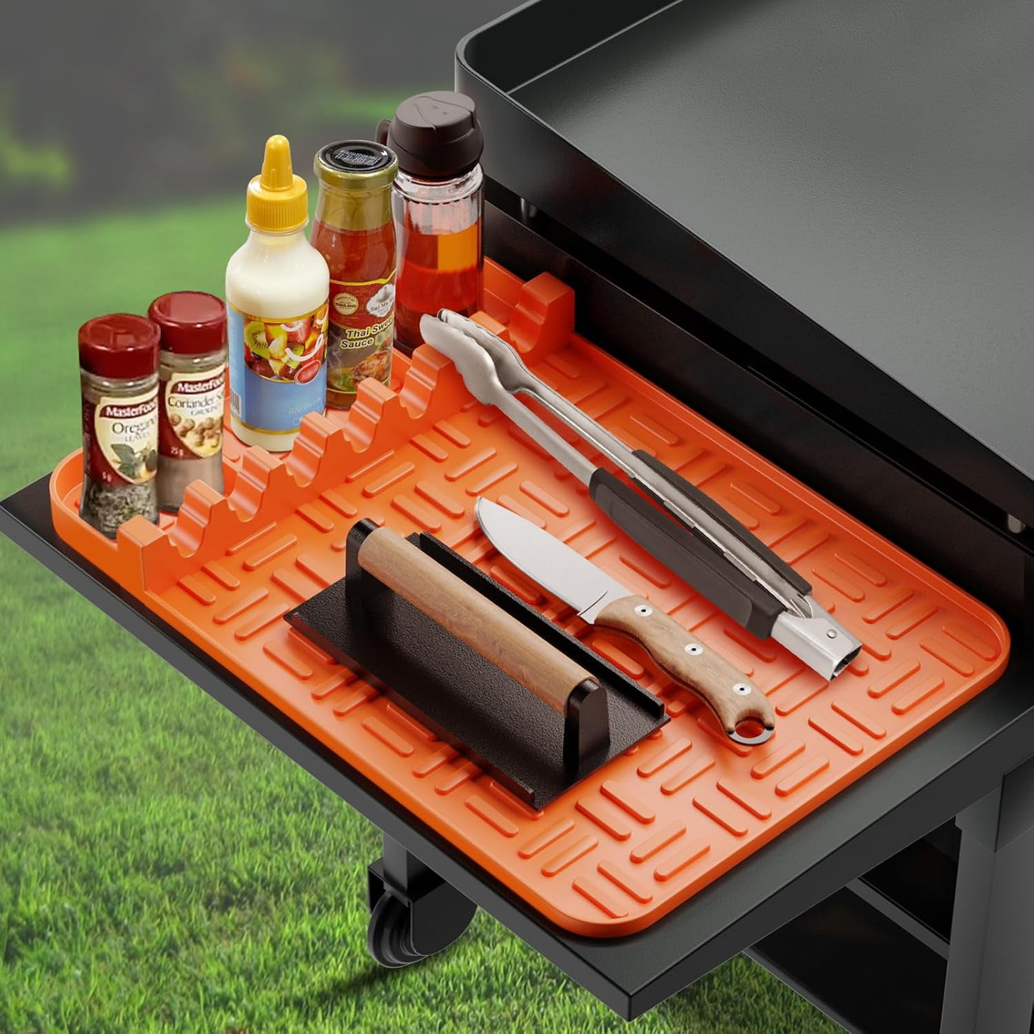 Grill Mats for Outdoor Grill, Silicone Utensil Rest with Drip Pad for ...