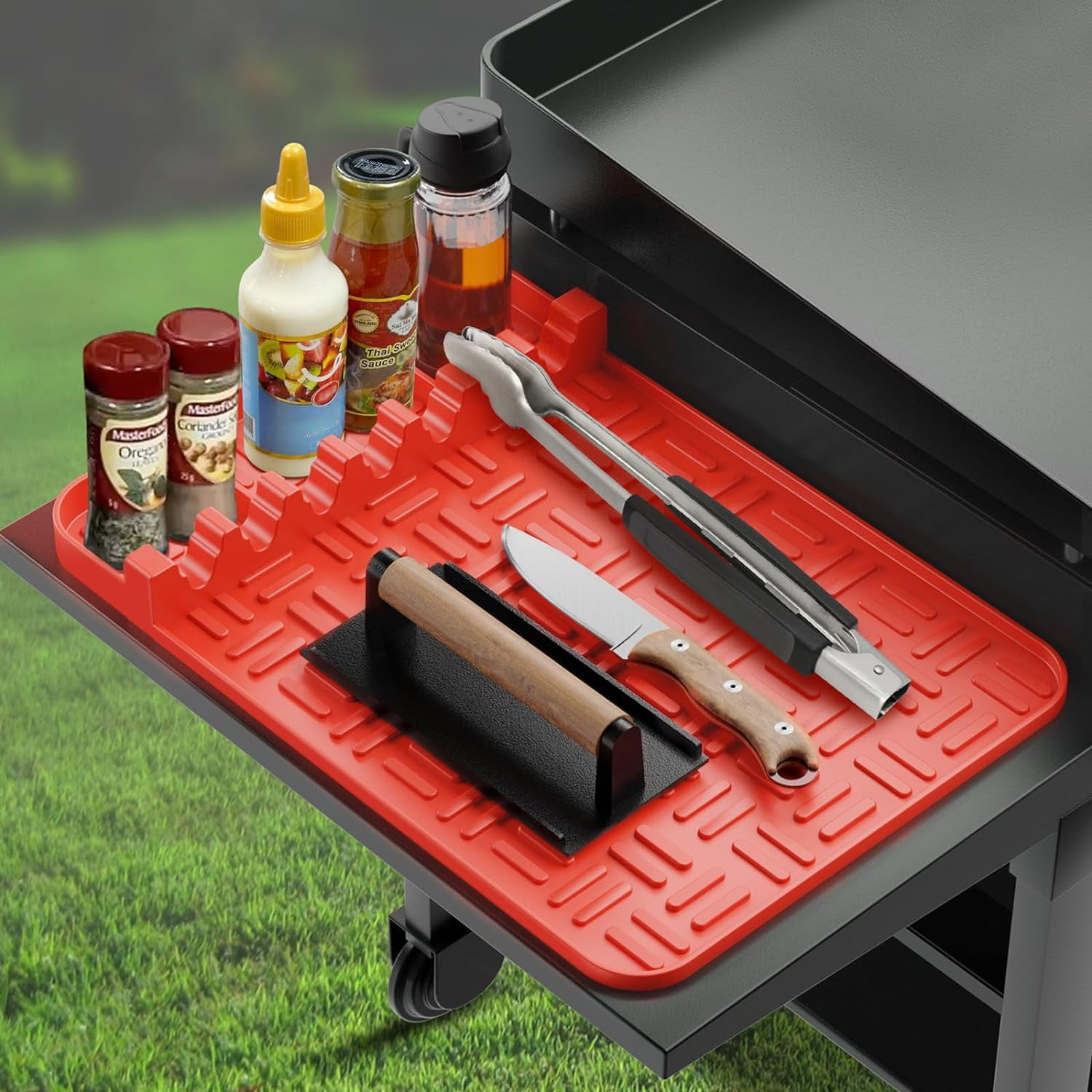 Grill Mats for Outdoor Grill, Silicone Utensil Rest with Drip Pad for ...