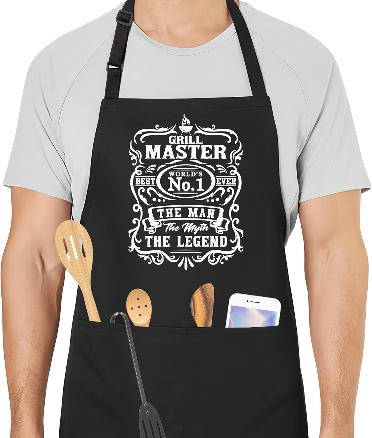 Grill Meister Funny Aprons for Men with 2 Pockets, Cooking Apron for ...