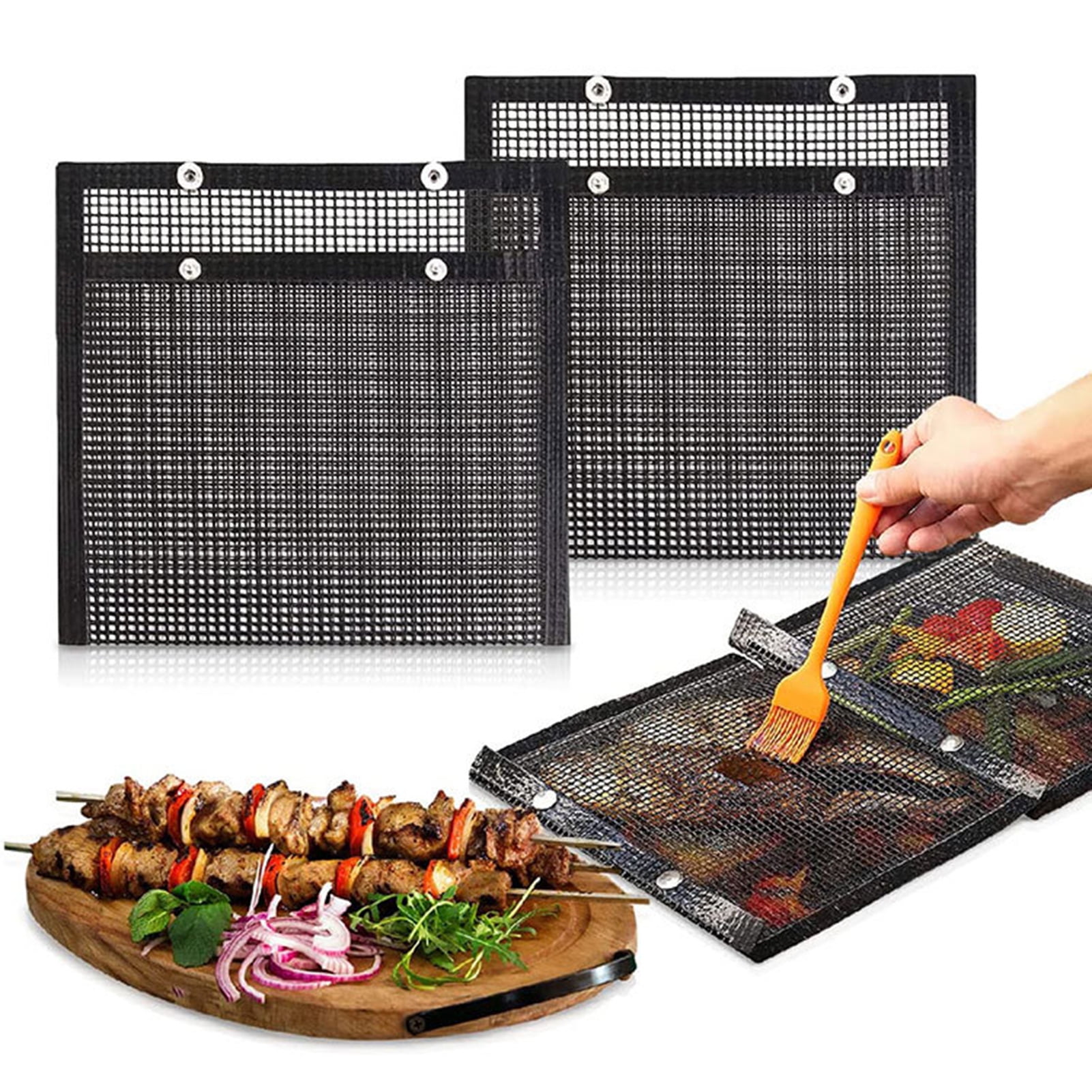 Grill Mesh Bag Non-stick Reusable Outdoor Grill Bag Heat-Resistant BBQ ...
