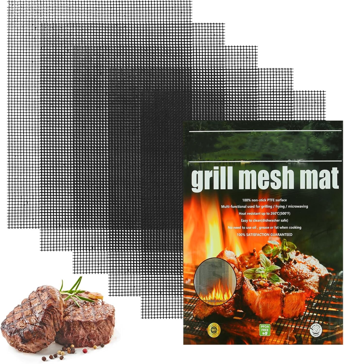 Grill Mesh Mat Set, Reusable Non-Stick Grill Mat for Vegetables and ...