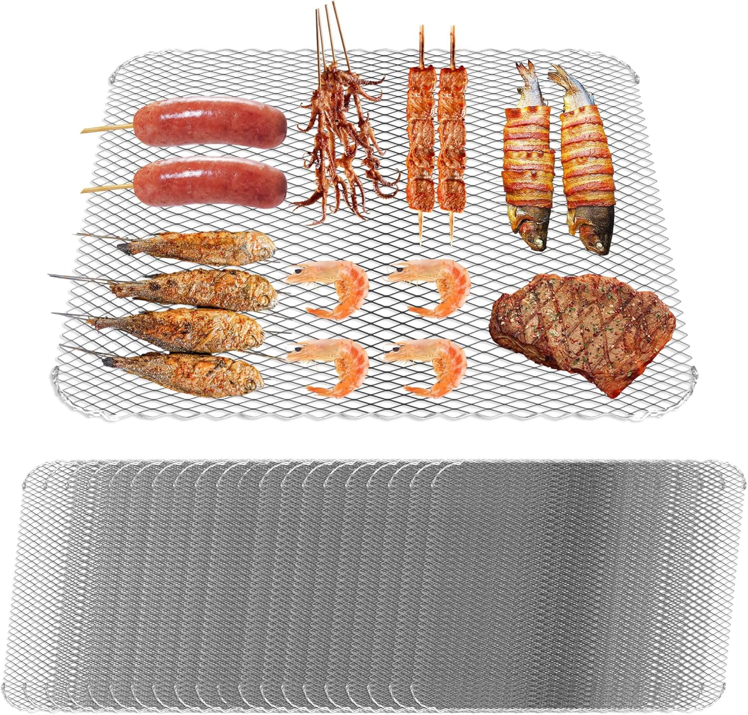 10Pcs Aluminum BBQ Grilling Mats for Daily Use Mesh Barbecue Mats ...
