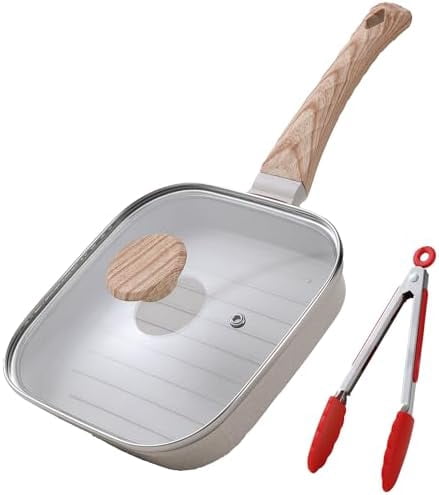 Grill Pan with Lid Non Stick Griddle Pan for Stove Top Indoor Cooking ...