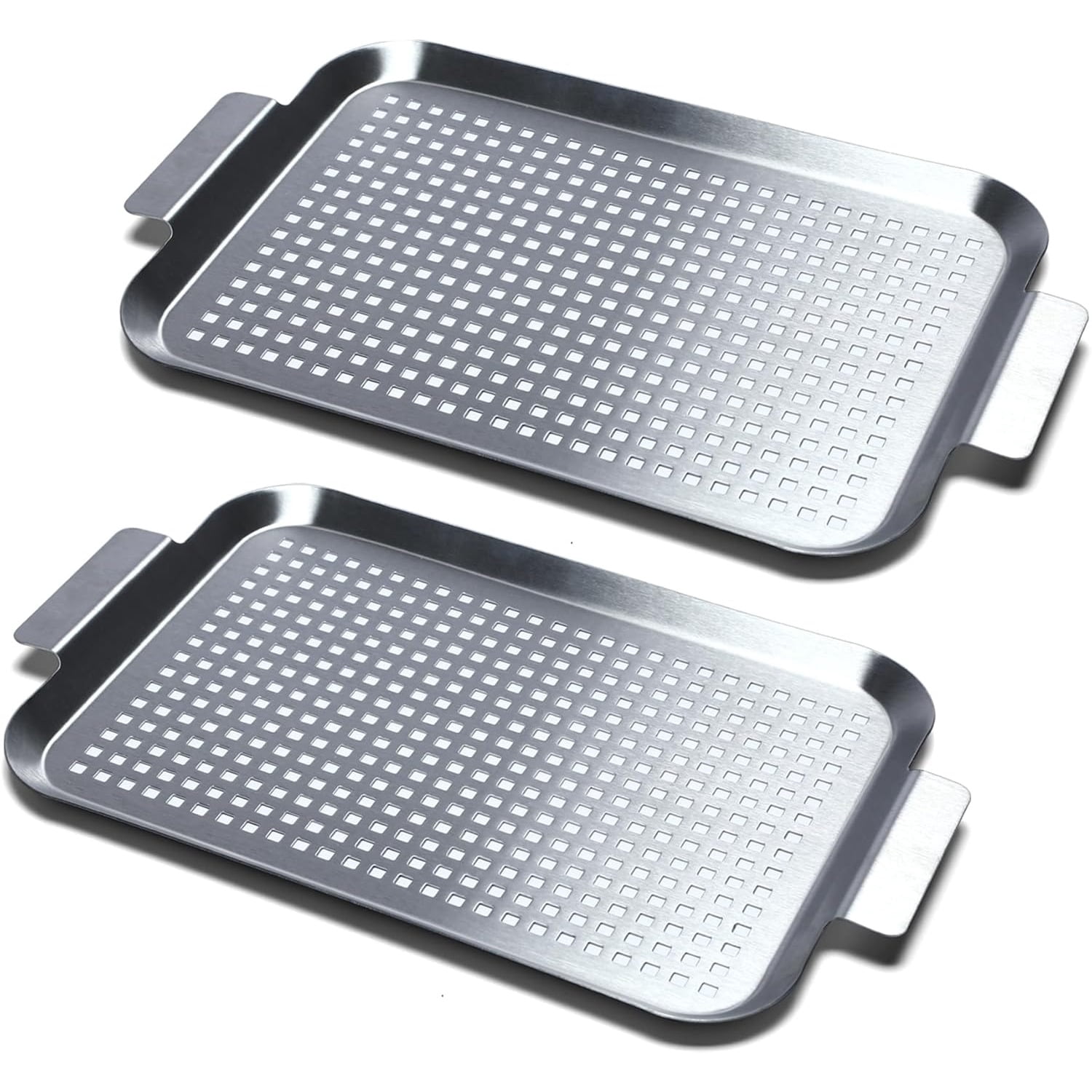 Grill Pan Set of 2, BBQ Grill Topper for Outdoor Grill, Stainless Steel ...