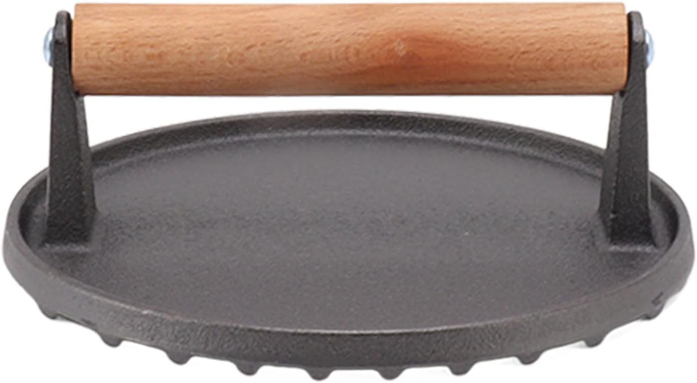 Grill Press, BBQ Burger Bacon Cast Iron Surface Round Meat Press for ...