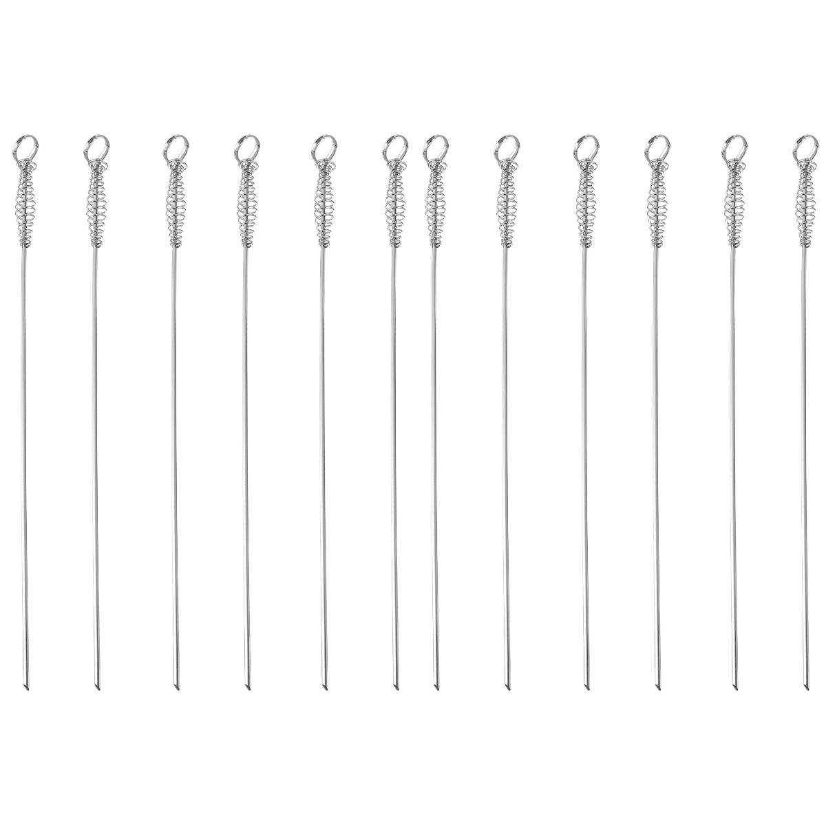 Grill Skewers for Outdoor Barbecue 12 Pcs Spring Spit Stick Stainless ...