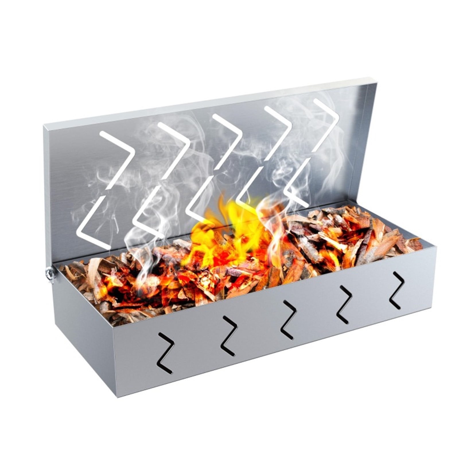 Grill Smoker Box, Stainless Steel Food Safe, Works with Wood Chips ...