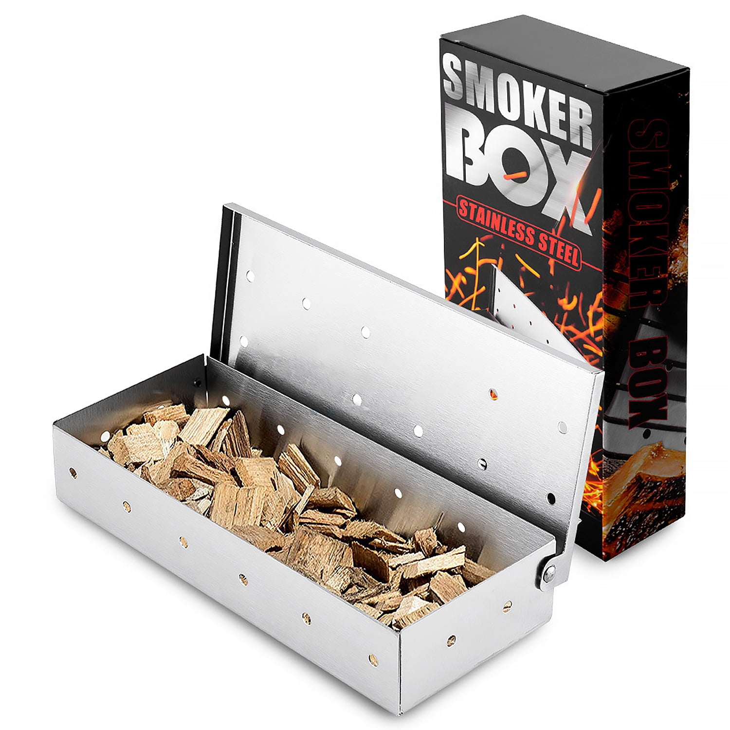 Grill Smoker Box for Wood Chips, Stainless Steel Bucket Style with ...