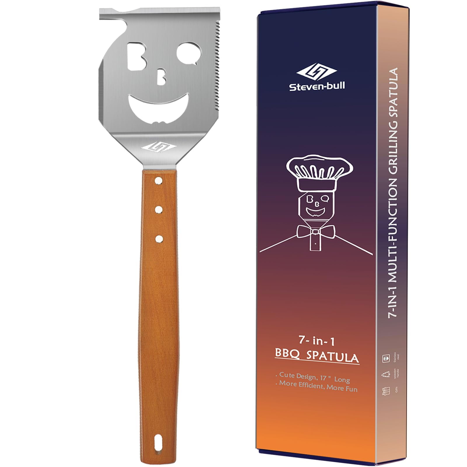Grill Spatula For Outdoor Grill, 7-In-1 Bbq Spatula For Grill, 17 Inch ...
