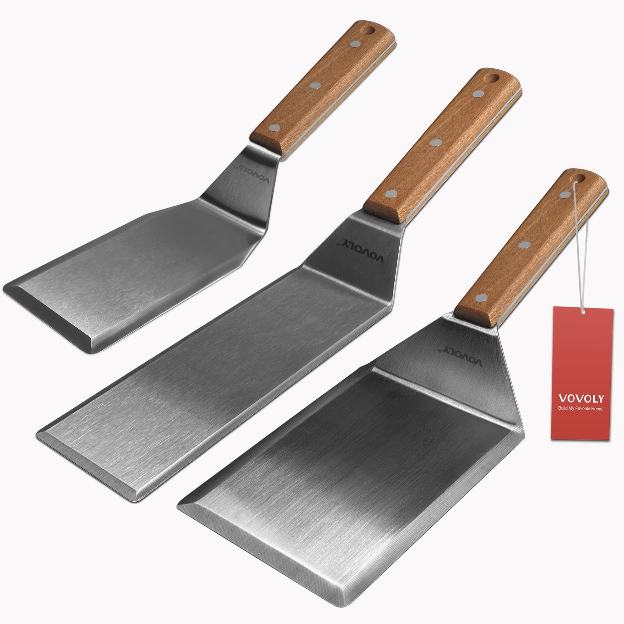 Grill Spatula Set Stainless Steel, Professional Metal Spatulas with ...