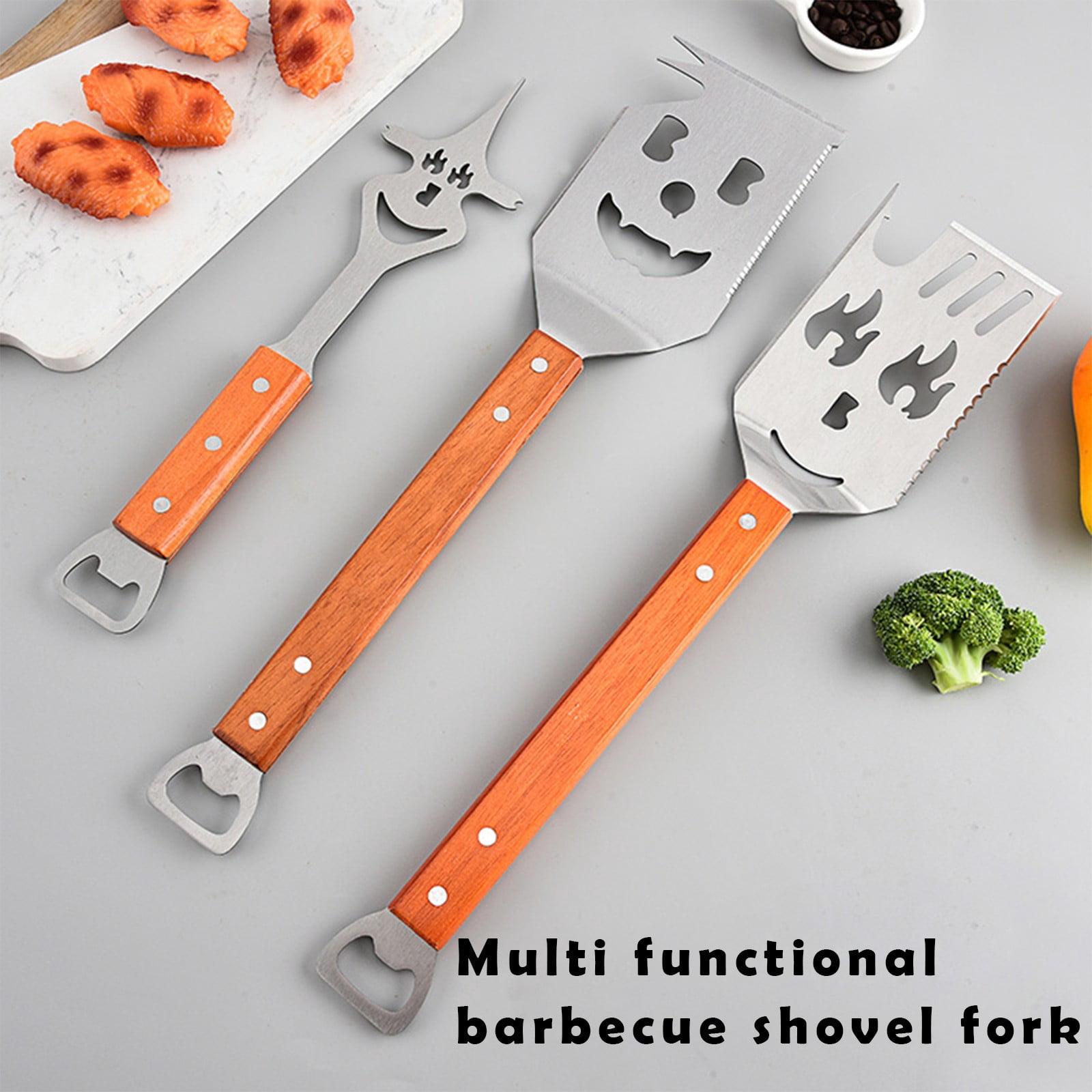 Grill Spatula for Outdoor Grill, BBQ Spatula with Wooden Handle, Father ...