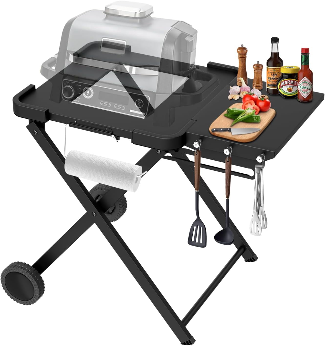 Grill Stand for Ninja Woodfire: Portable Grill Table Collapsible ...