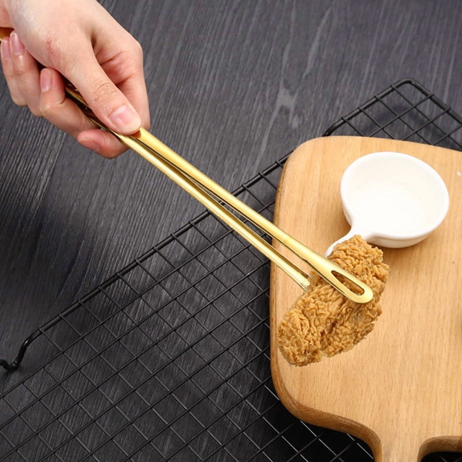 Grill Tongs Stainless Steel 12 Inch Gold Barbecue Pliers Korean ...