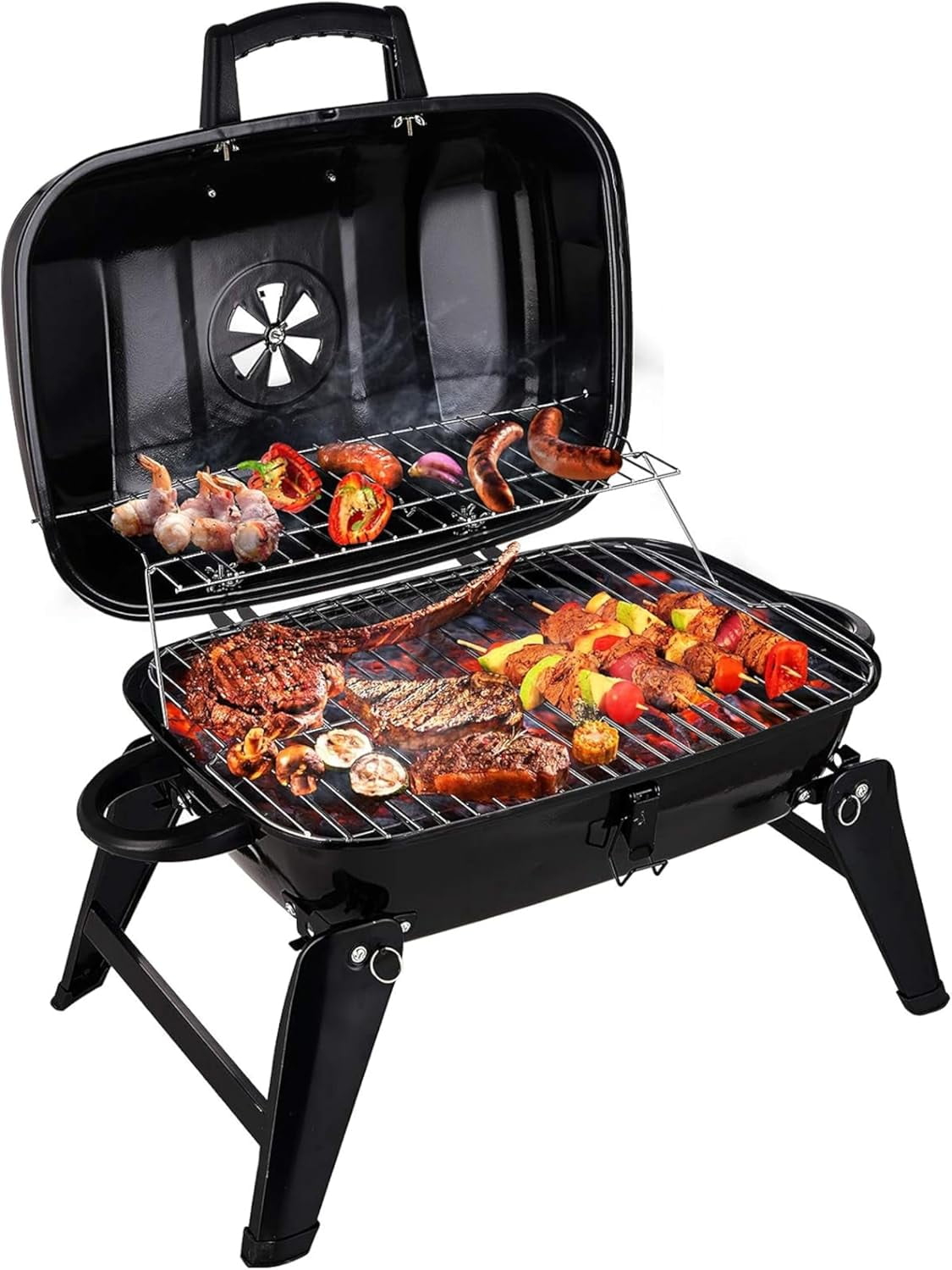 Portable Charcoal Grill - Mini BBQ Grill - Small Table Top Charcoal ...