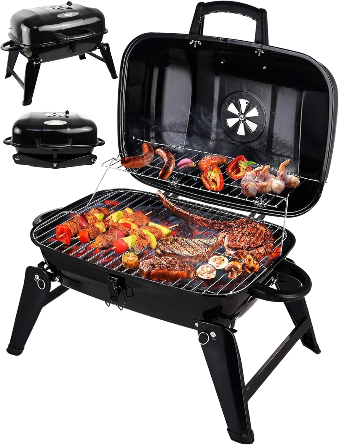 Grill Trade Portable Charcoal Grill - Mini BBQ Grill - Small Table Top ...