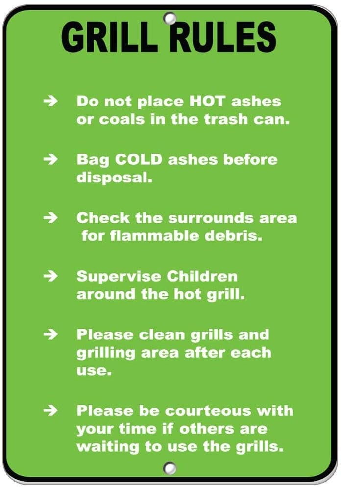Grill Use Rules Follow Grill Rule Instruction Aluminum Metal Sign ...