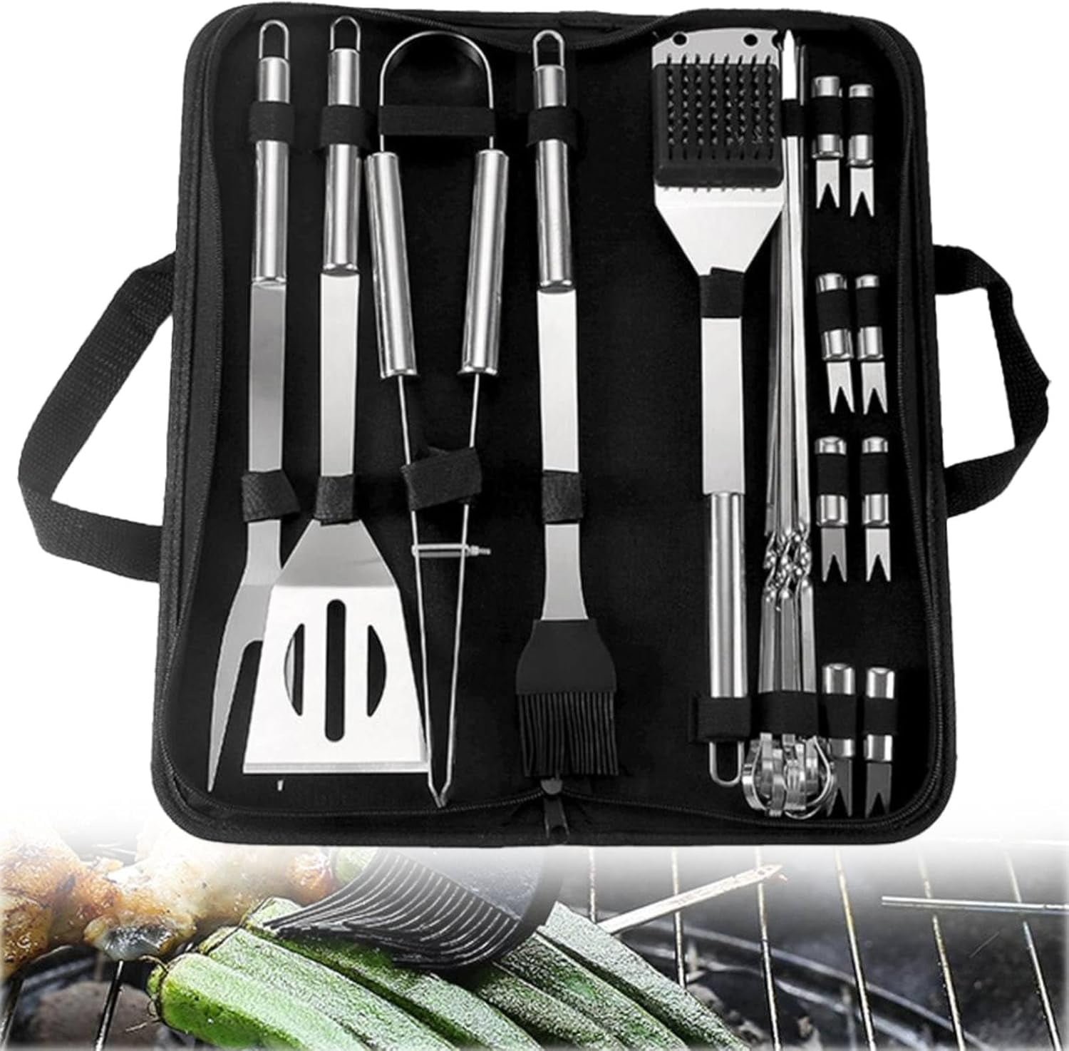 Grill Utensils Set,15 Pcs Stainless Steel BBQ Accessories Set, Portable ...