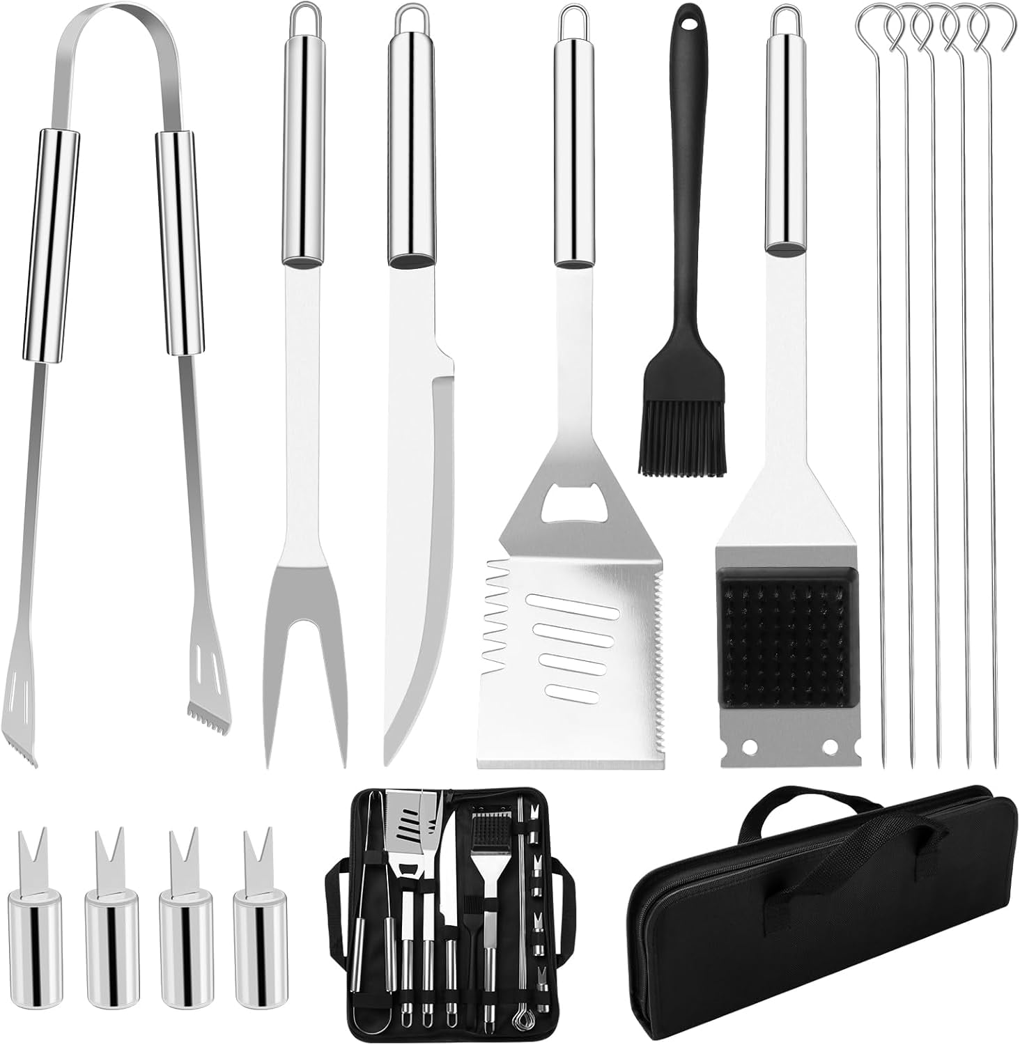 Grill Utensils Set,15 Pcs Stainless Steel BBQ Accessories Set, Portable ...