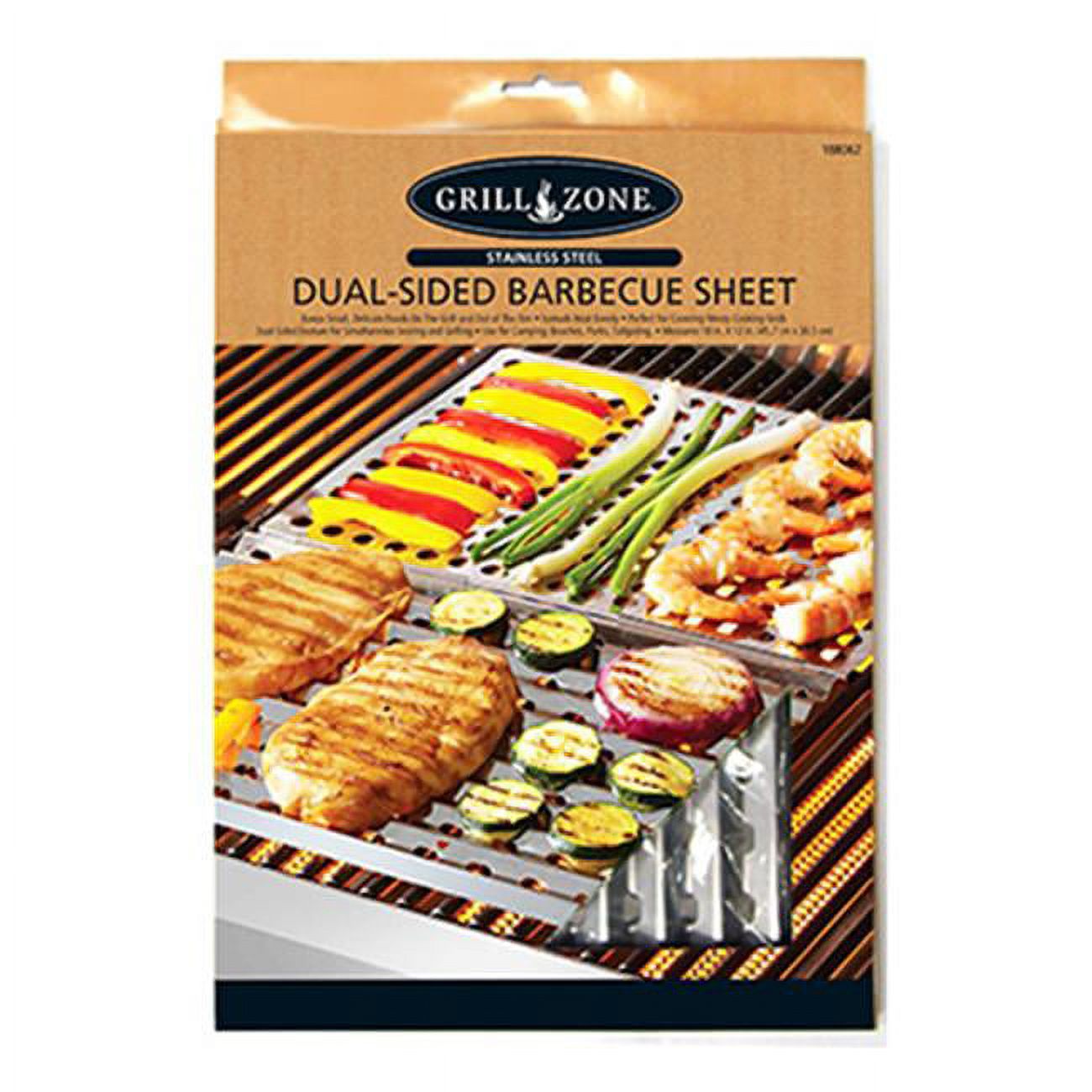 Grill Zone 00340TVN Barbecue Cooking Sheet, Dual-Sided Stainless Steel ...