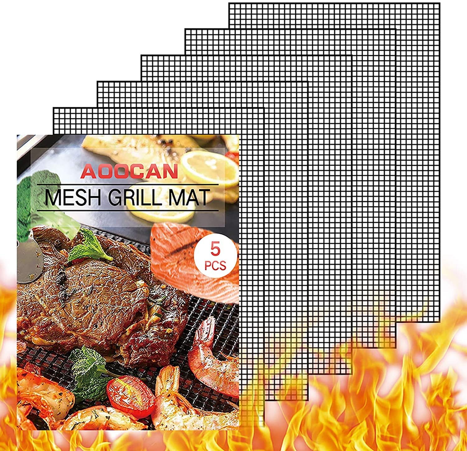 Grill mesh mat - Set of 5 Non Stick BBQ Grill mats, Heavy Duty ...