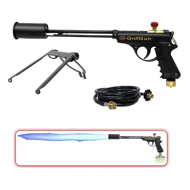 GrillBlazer GrillGun Handheld Blowtorch Charcoal Starter w/ Stand and ...
