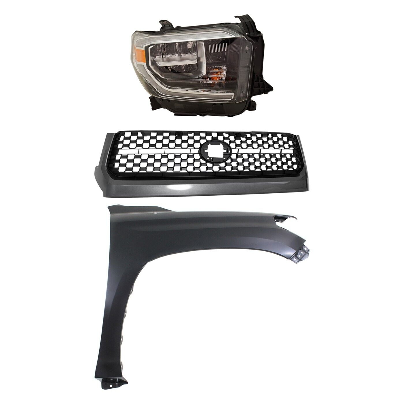 Grille Assembly Kit for 2018-2019 for Toyota for Tundra, Black With Rh ...