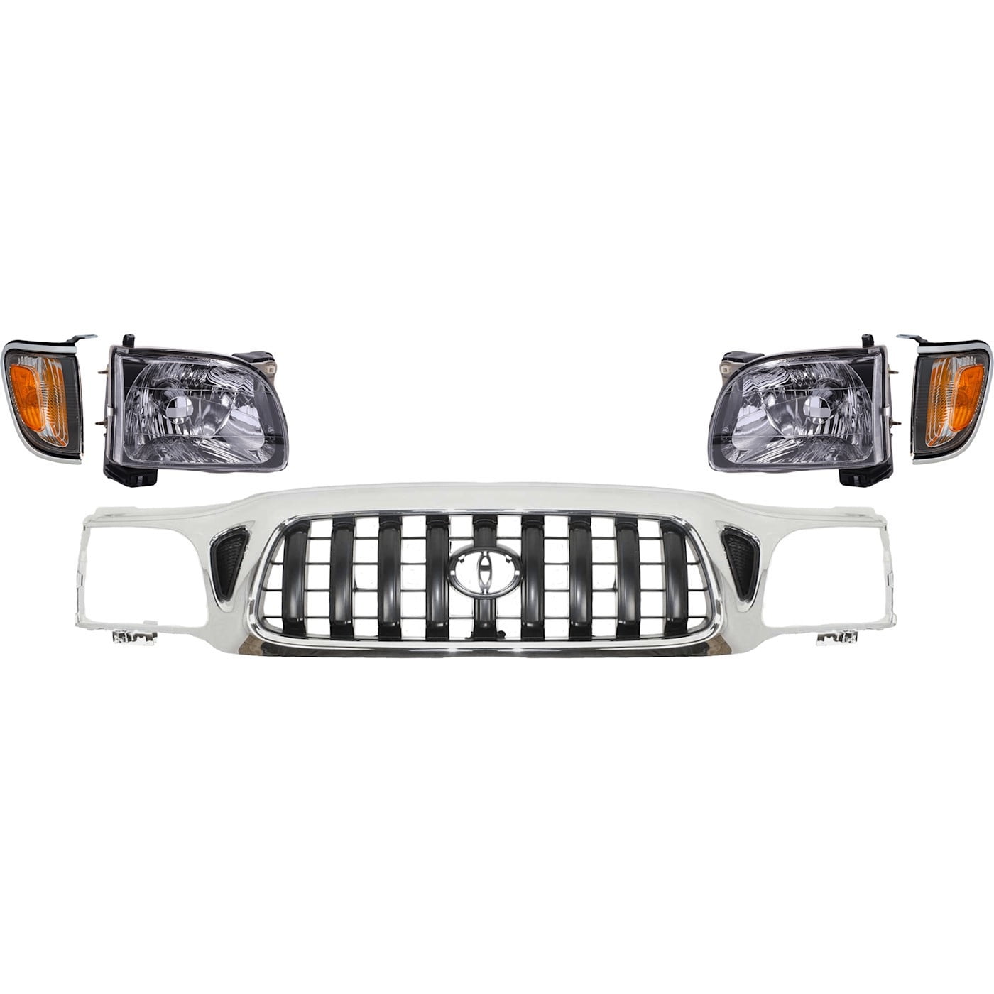 Grille Assembly Kit for Toyota for Tacoma 2001-2004 - Chrome With Dark ...