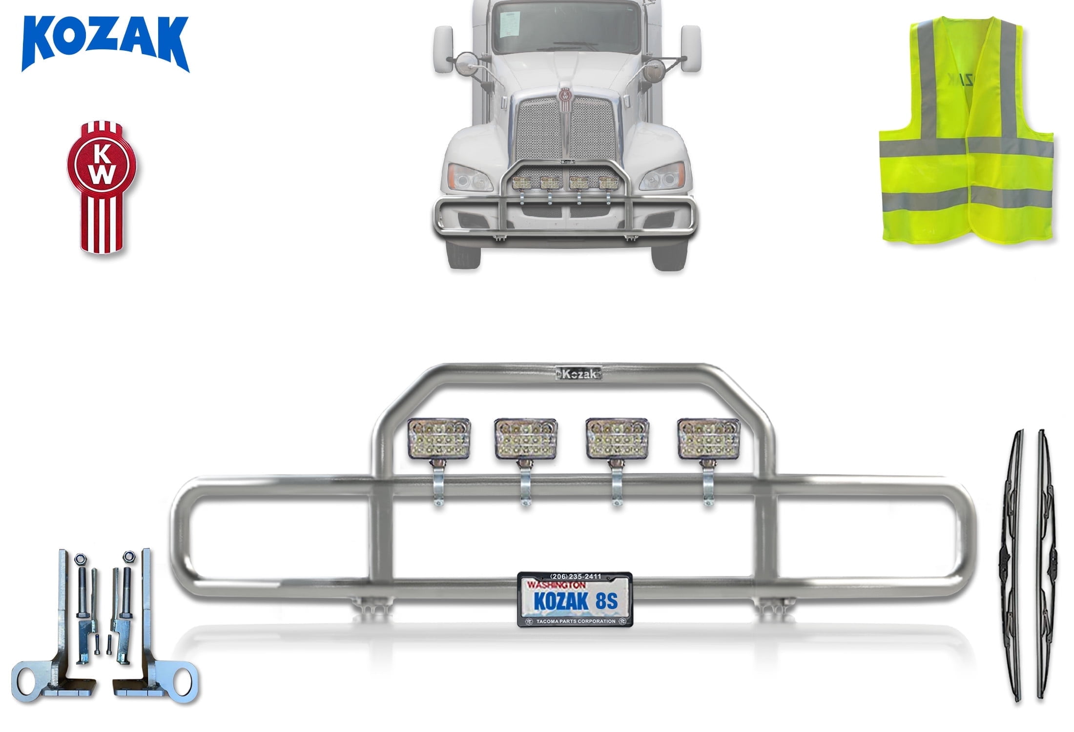 Grille Deer Moose Bumper Guard for Kenworth T660 - Chrome (Kozak ...