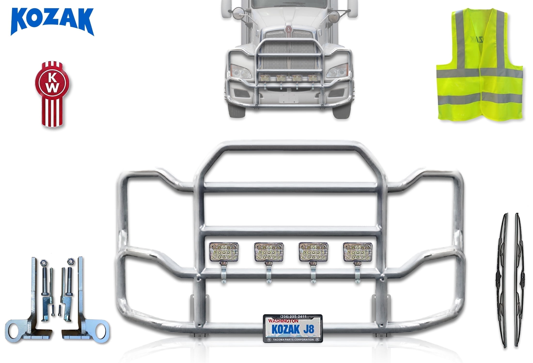 Grille Deer Moose Bumper Guard for Kenworth T660 - Chrome (Kozak ...