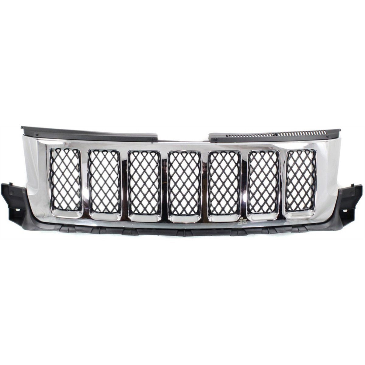 Grille For 2011-2013 Jeep Grand Cherokee Chrome Shell w/ Black Insert ...