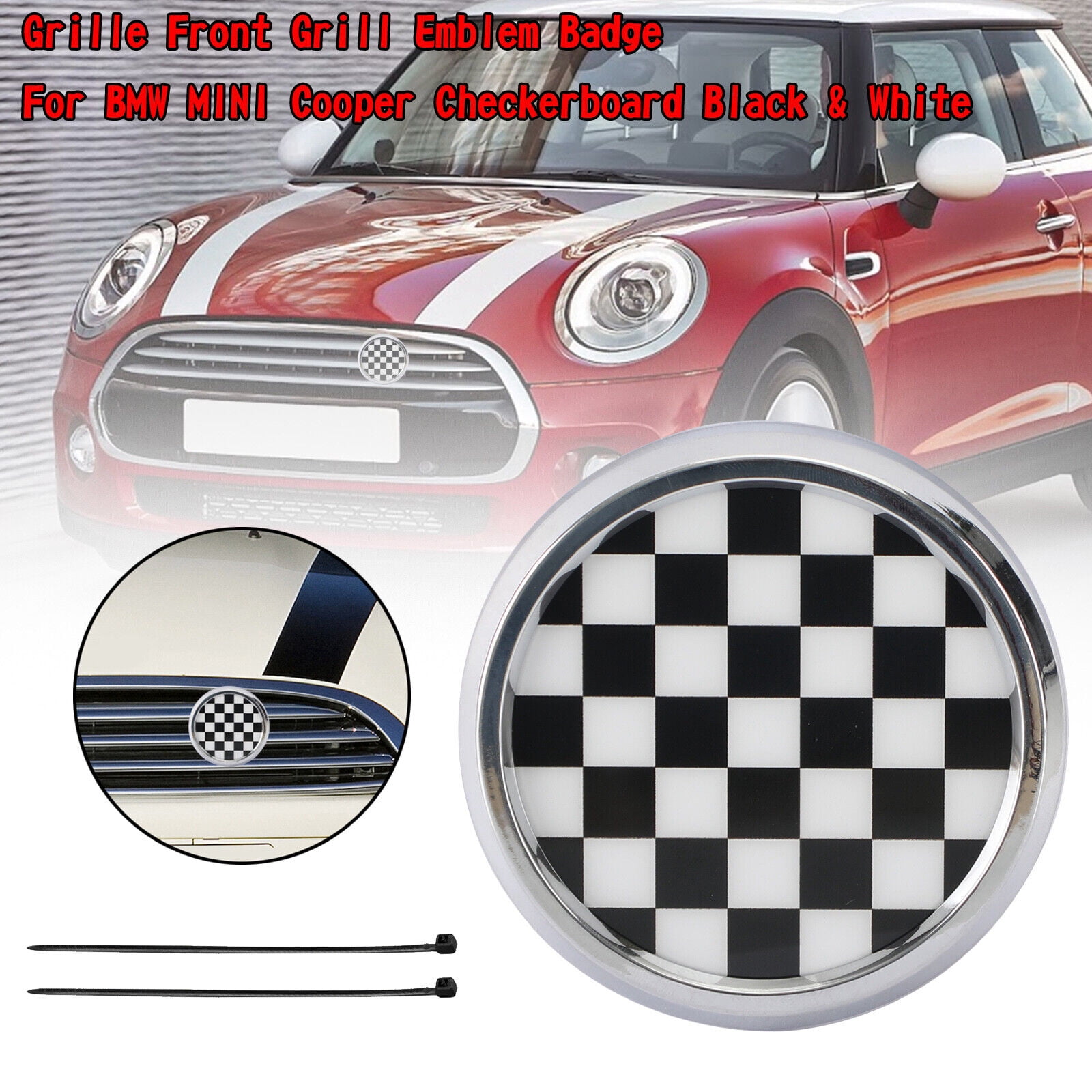Grille Front Grill Emblem Badge For BMW MINI Cooper Checkerboard Black ...