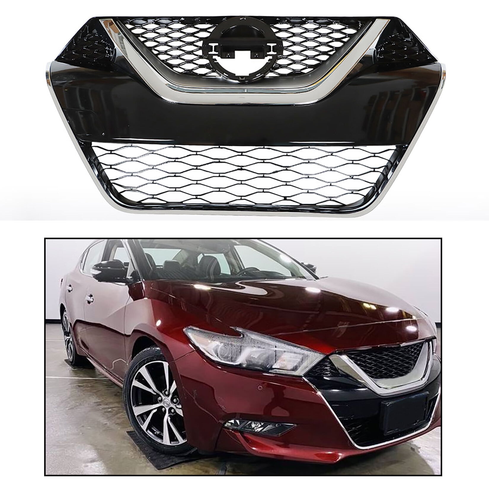 SHZAITOR Front Grille Assembly, Chrome Molding, Black Silver, Fit for ...