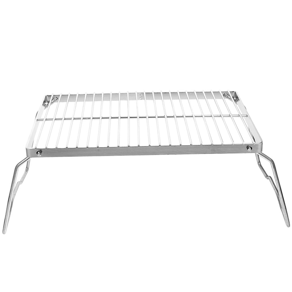 Grille Skillet Bbq Rack Foldable Camping Barbecue Stainless Steel Grate ...