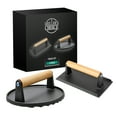 Grillers Choice Cast Iron Round and Rectangle Grill Press with Wooden ...