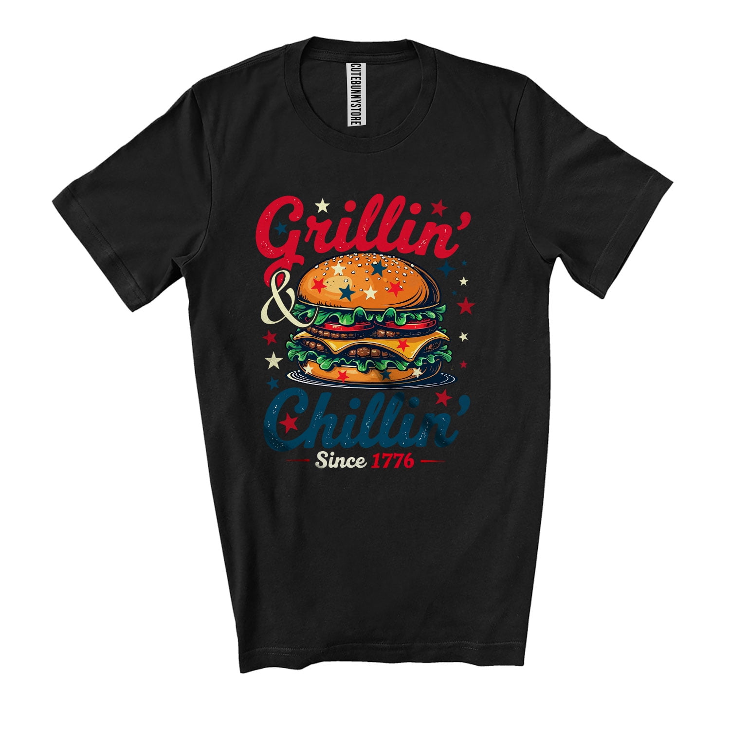 Grillin' and Chillin' 1776; Humorous 4th Of July Hamburger Lover Food ...
