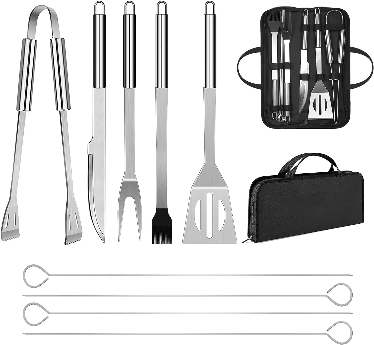 Pure Grill 4pc Stainless Steel BBQ Tool Utensil Set with Fork, Spatula ...