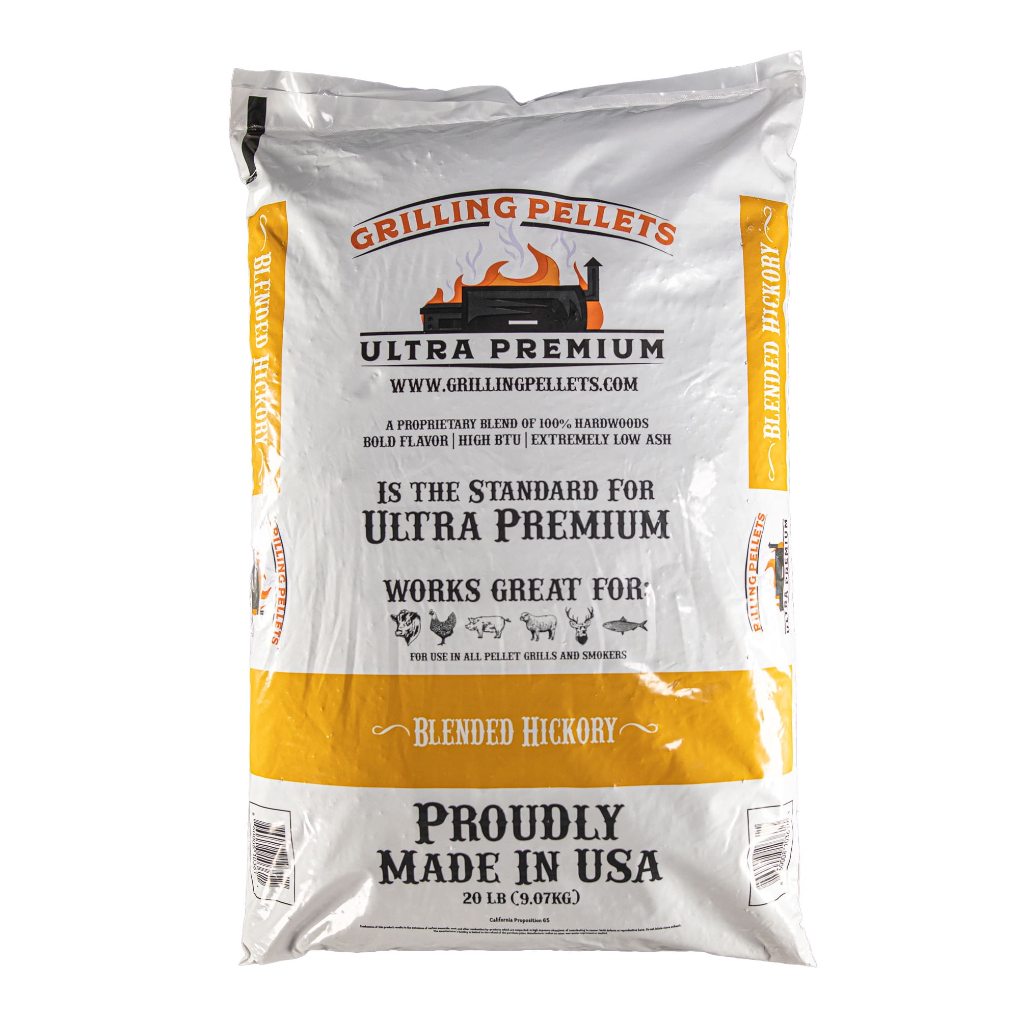 Ultra Premium Hickory Blend 20lb Grilling Pellets for Wood Cooking ...