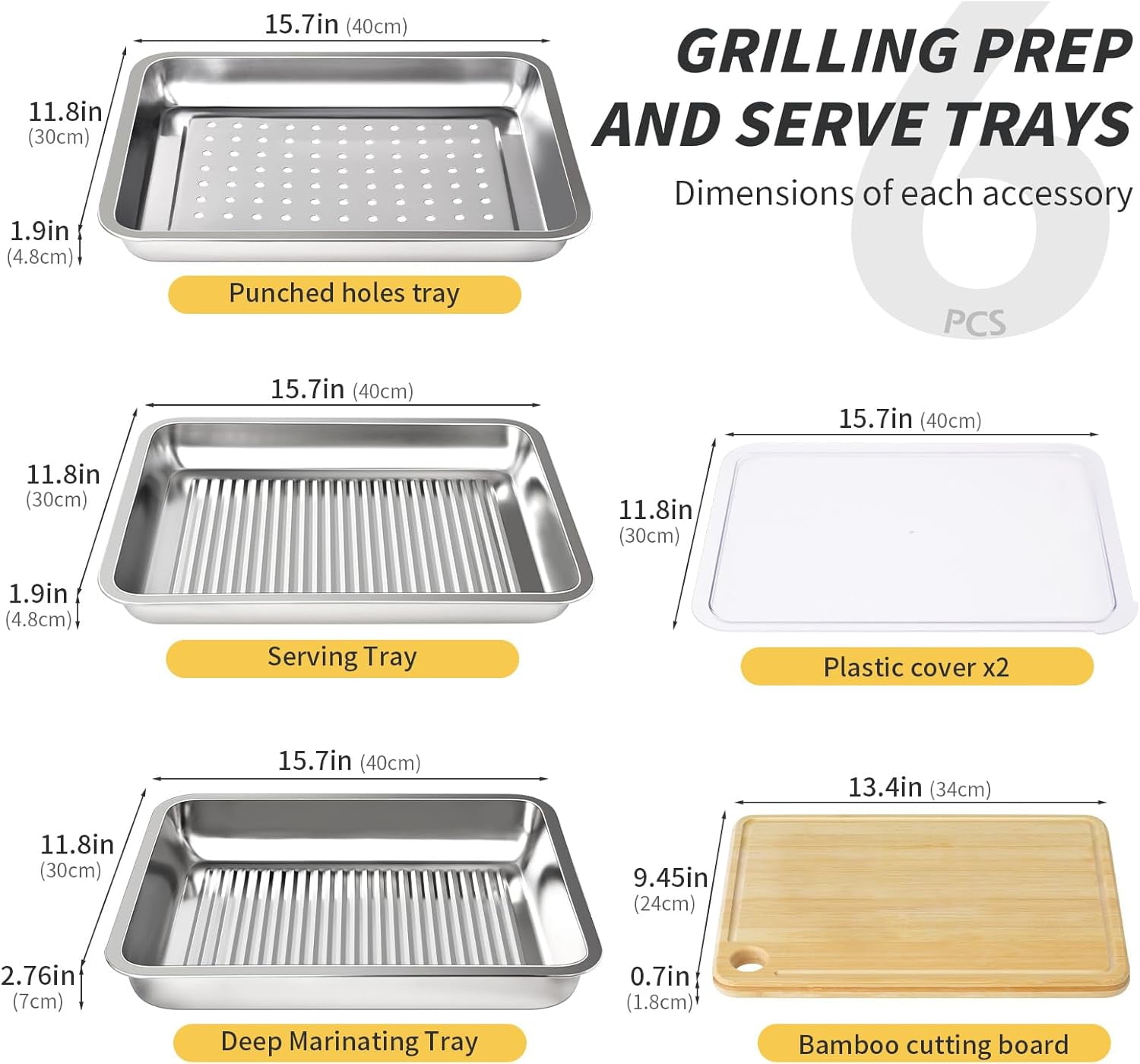 Grilling Prep and Serve Trays, Stainless Steel Large Capacity Food Prep ...