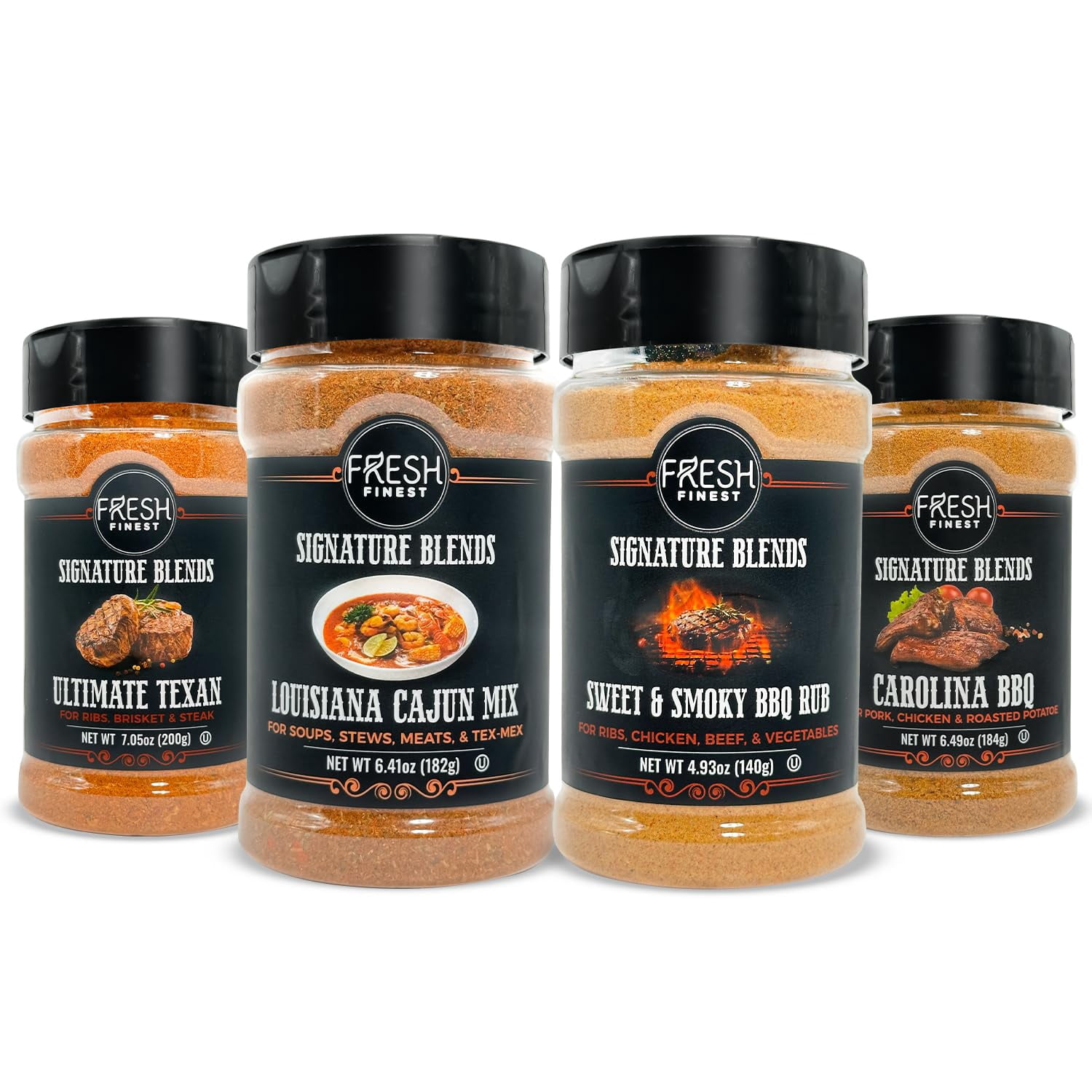 Grilling Seasoning Gift Set YYF14 By Fresh Finest - Rub, Cajun Spice, Ultimate Texan, Carolina ...
