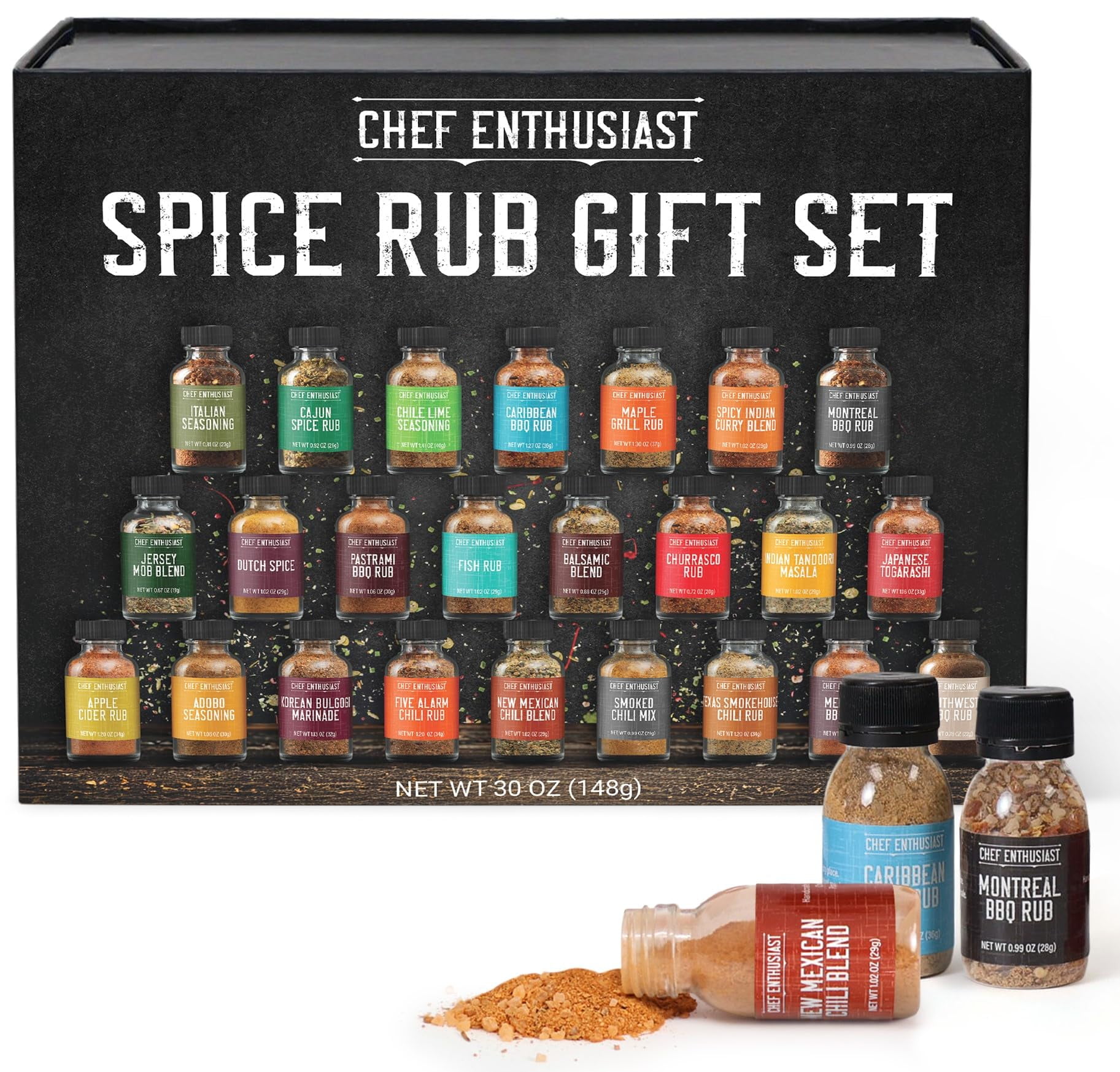Grilling Spices & Seasoning DEF29 Set - 24 Unique Gourmet BBQ Spice Rub ...