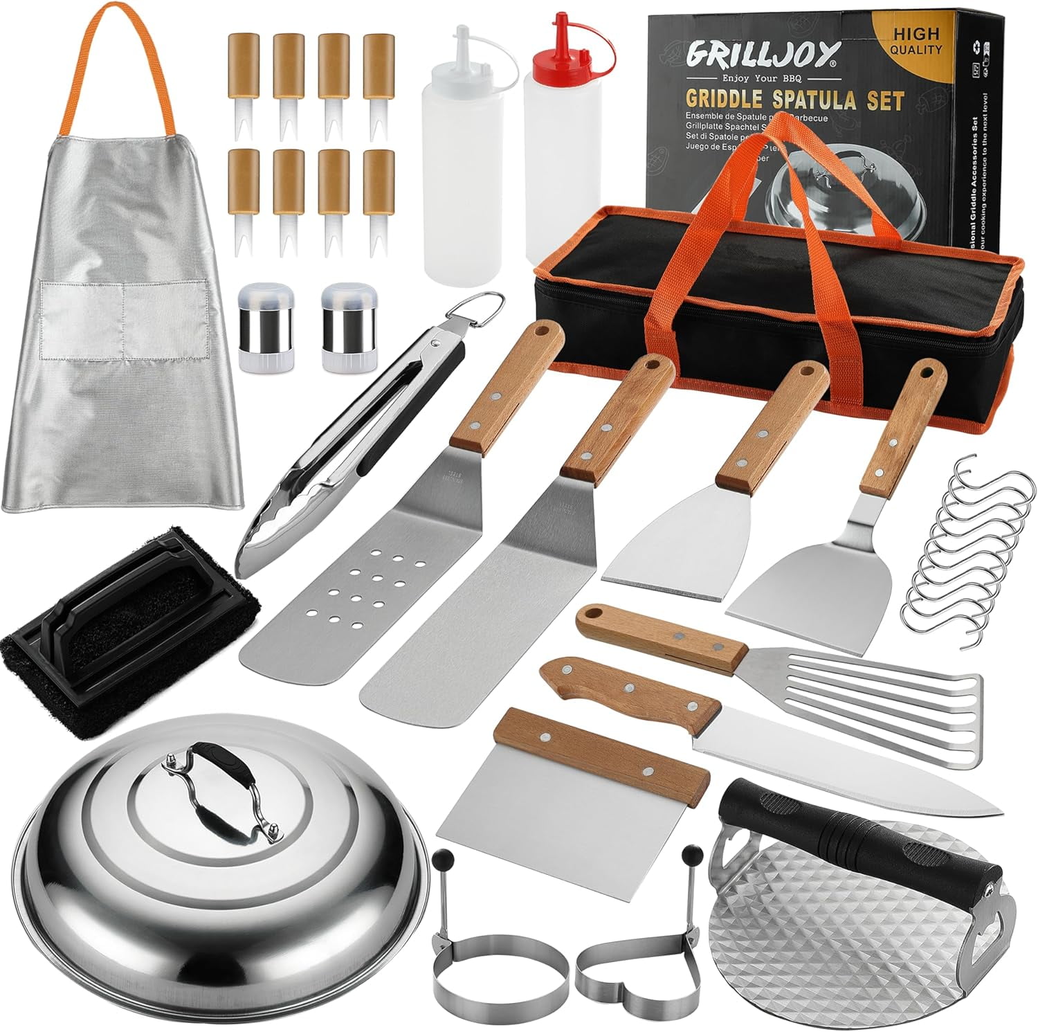 Grilljoy Griddle Accessories Set With Robust Plastic Handle, All-in-One ...