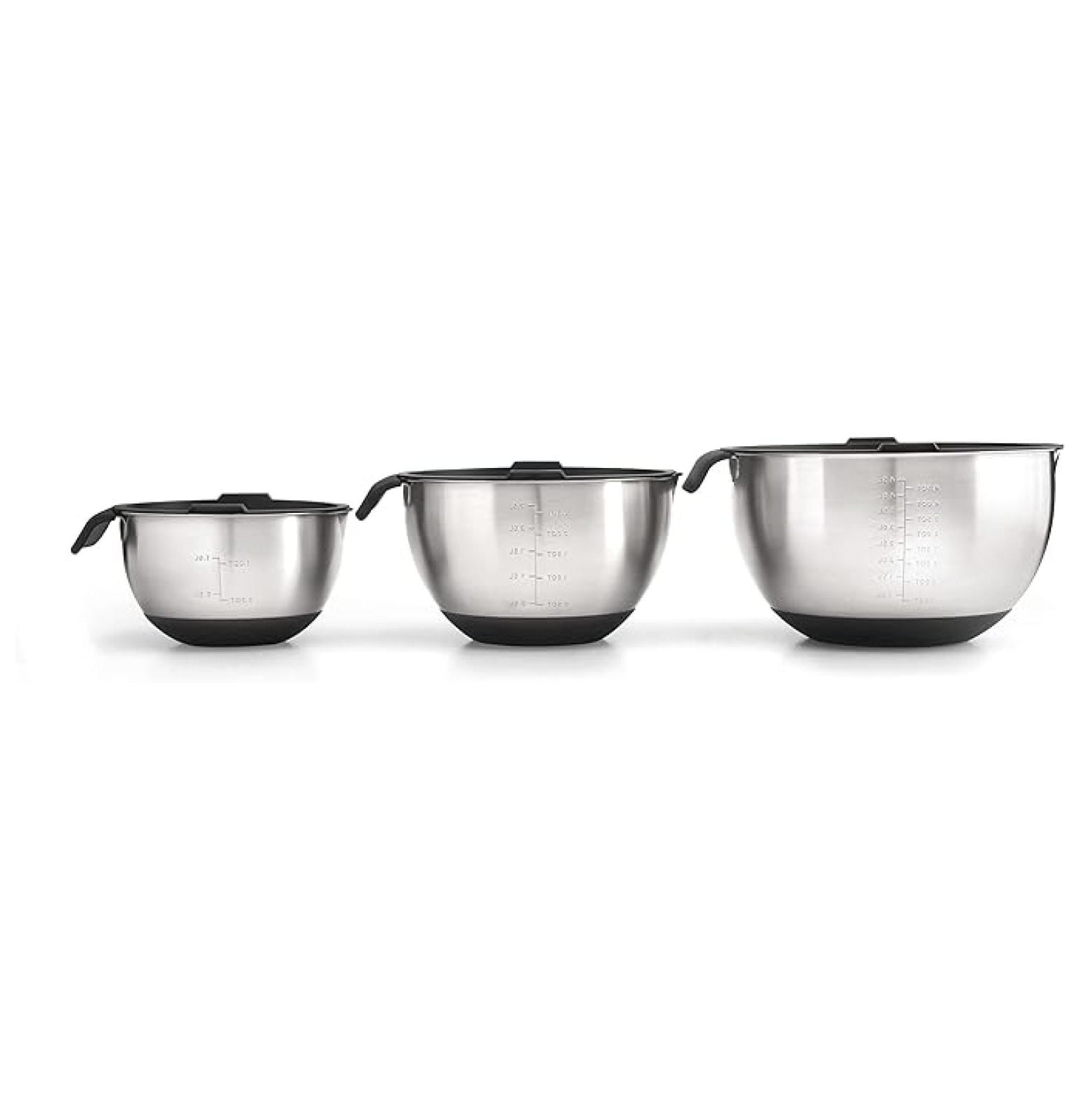 Grills 3 Piece Marinating Bowl Set - Stainless Steel Nesting Bowls with ...