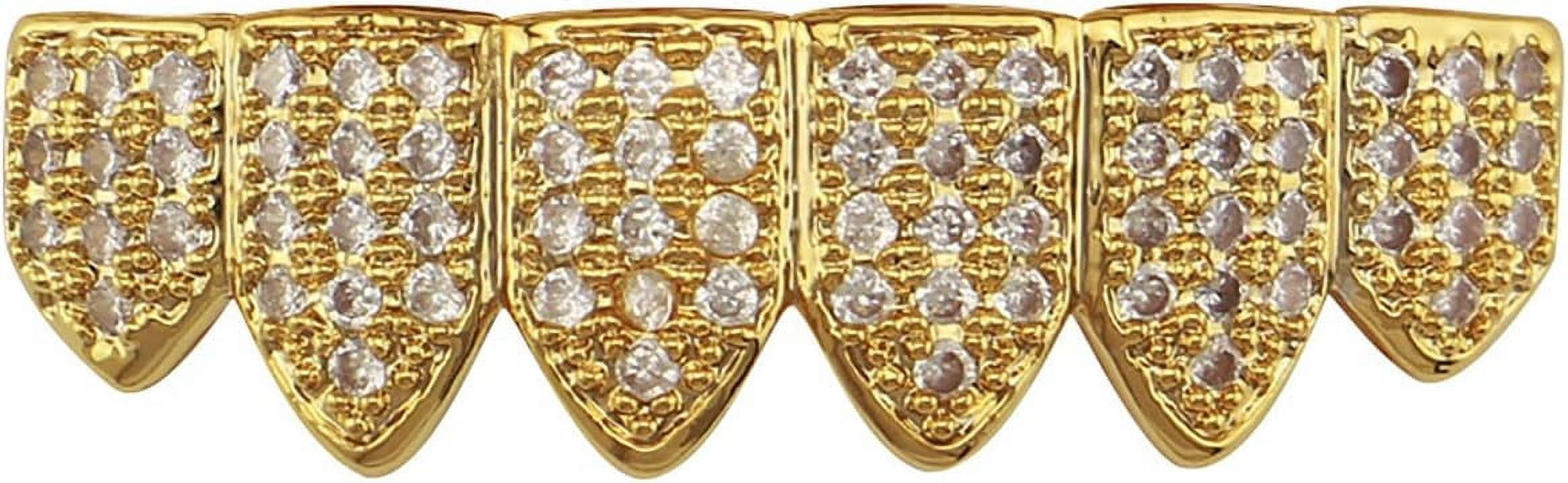 Grillz Gold Plated Cubic Zirconia Diamond Grills for Your Teeth Iced ...