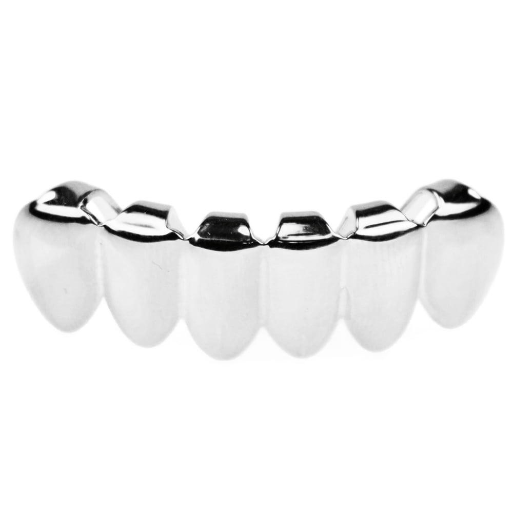 Grillz Silver Tone Small Bottom Row Plain Bling Grill Lower Teeth Slugs ...