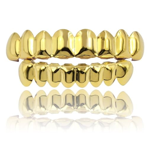 Grillz Teeth Men - Grills for Your Teeth 8 Top & Bottom Set,18K Gold ...